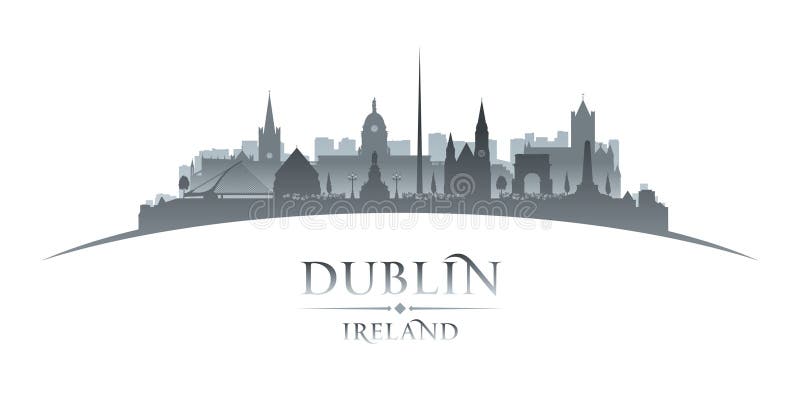 Dublin Ireland City Silhouette White Background Stock Vector ...