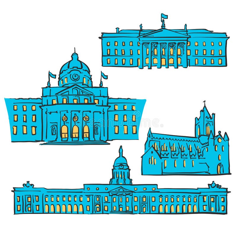 Dublin Ireland Panorama Sketch Stock Vector - Illustration of ...