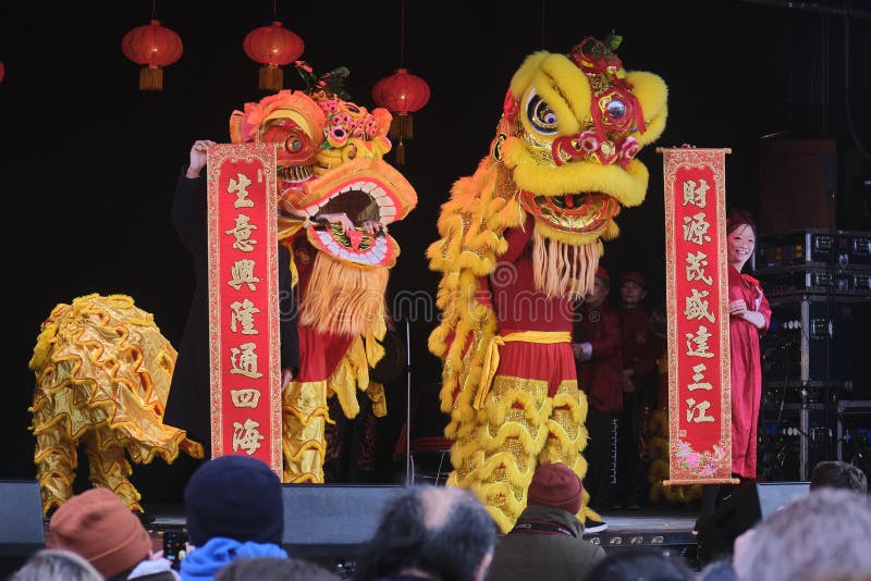 Dublin, Ireland - 29 January 2023: Chinese New Year Celebration Lions ... Dublin, Ireland - 29 January 2023: Chinese New Year Celebration Lions ...