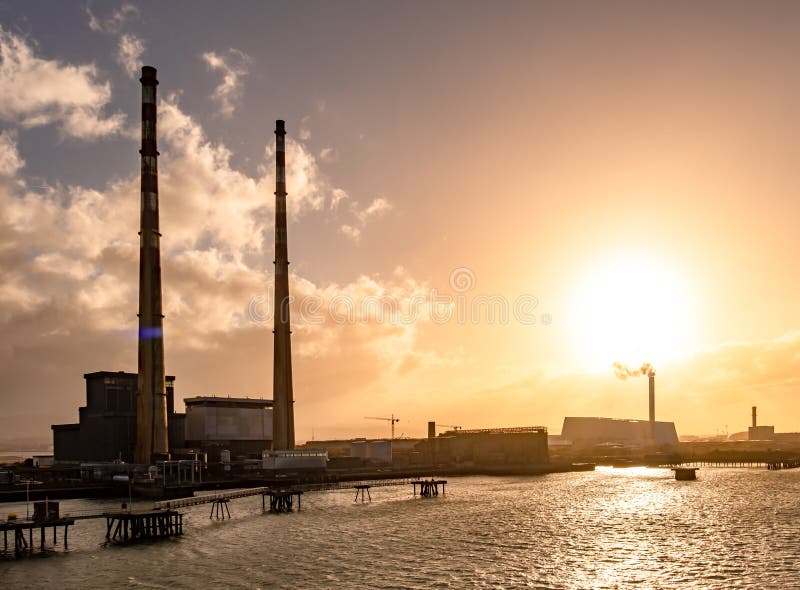 Dublin, Ireland - March 03 2019: Poolbeg Power Station in the Harbour ...