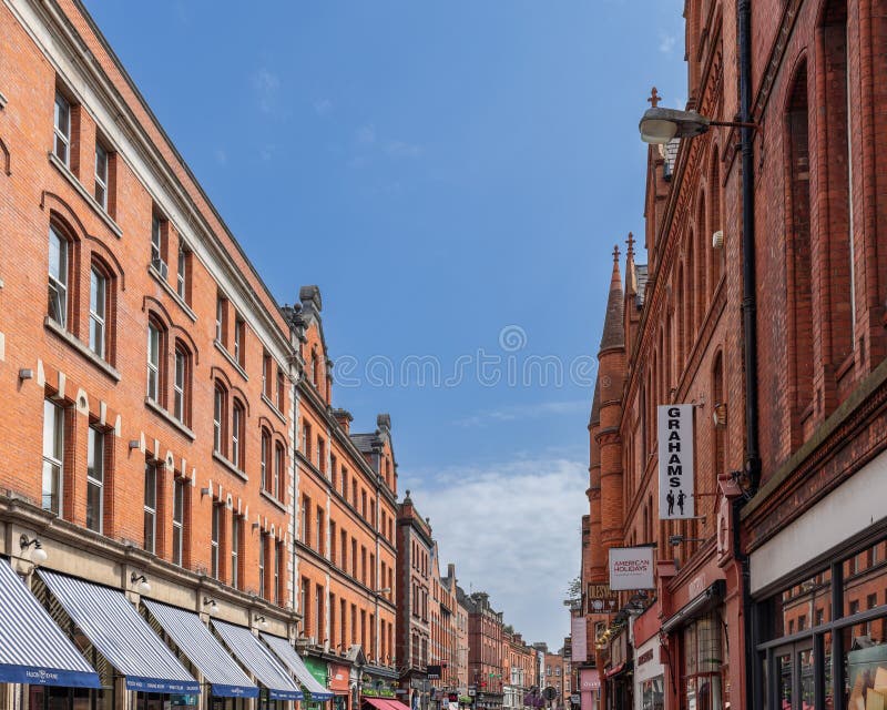 Vibrant Street Scene on Drury Street in Dublin, Ireland, Featuring Rows ...