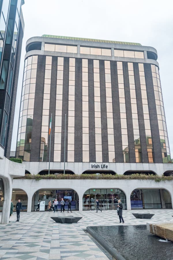 Irish Life Centre with Chariot of Life Sculpture and Fountain Editorial ...