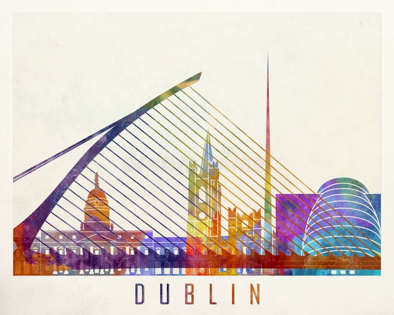 Dublin Landmarks and Monuments Stock Vector - Illustration of black ...