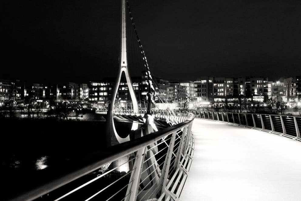 Dublin Link Bridge Black and White Stock Image - Image of black, dublin: 297454537