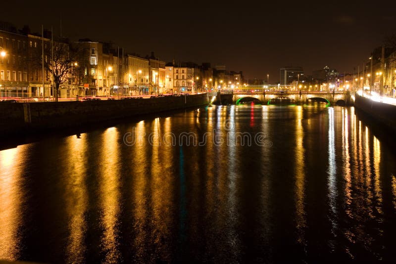 Dublin at Night stock photo. Image of building, lights - 11349030