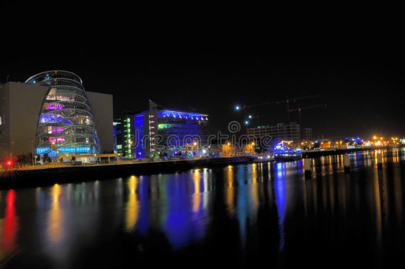 Dublin, night scene stock image. Image of conference - 14807851