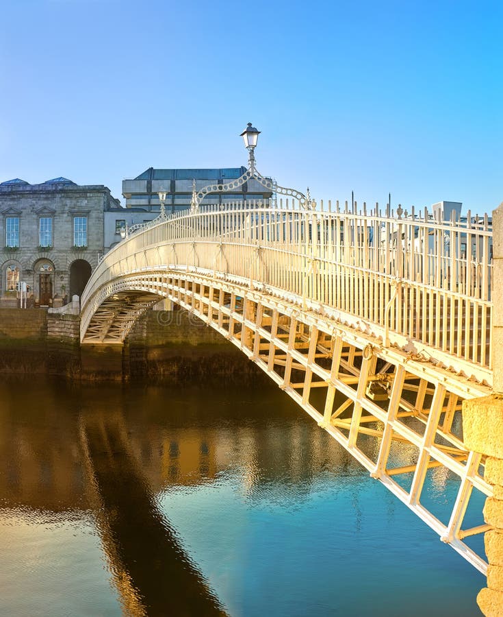 Dublin, Panoramic Image of Half Penny Bridge Stock Photo - Image of ...