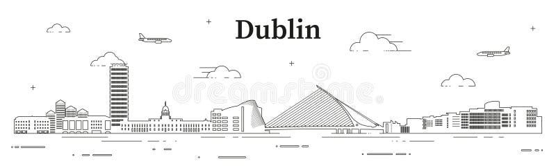 Dublin Cityscape Line Art Vector Illustration Stock Vector ...
