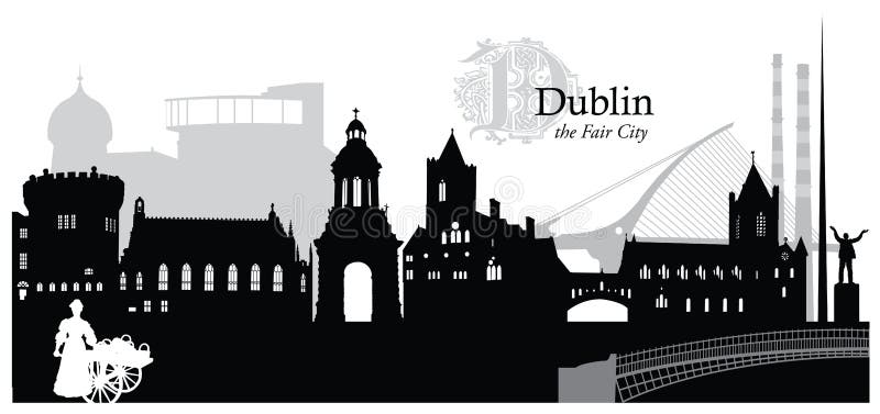 Dublin Skyline Ireland Vector Big City Buildings Editorial Photography ...