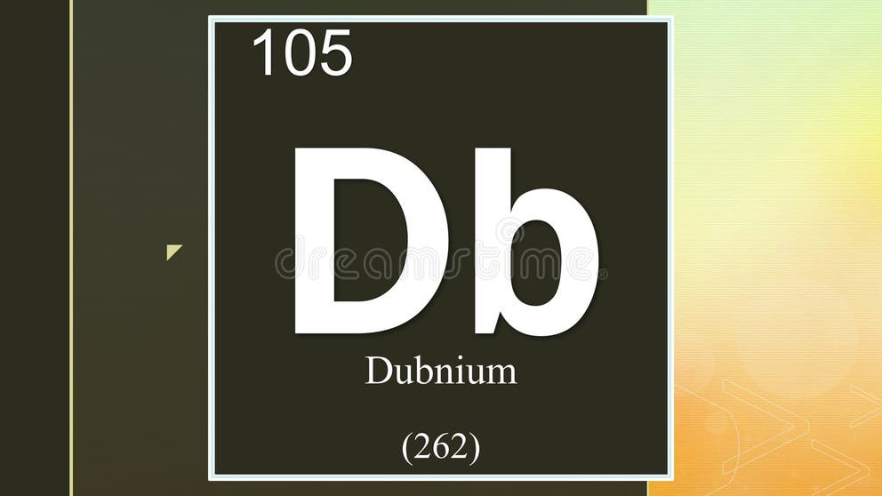 Dubnium Chemical Element Symbol on Black Yellow Solid and Gradient ...