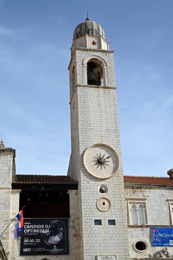 Dubrovnik Clock Tower on a Sunny Day Editorial Image - Image of ...
