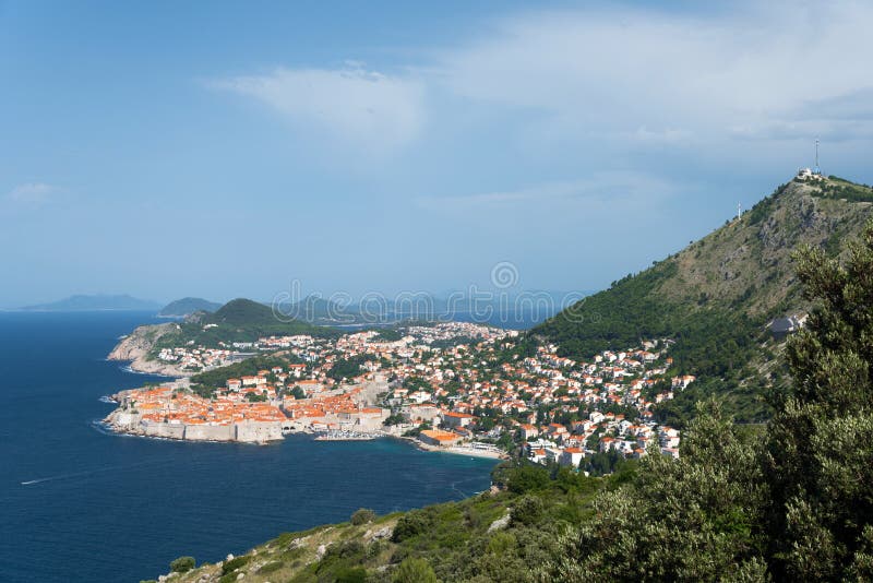 Dubrovnik Old Town and Mount Srd Stock Image - Image of horizontal ...