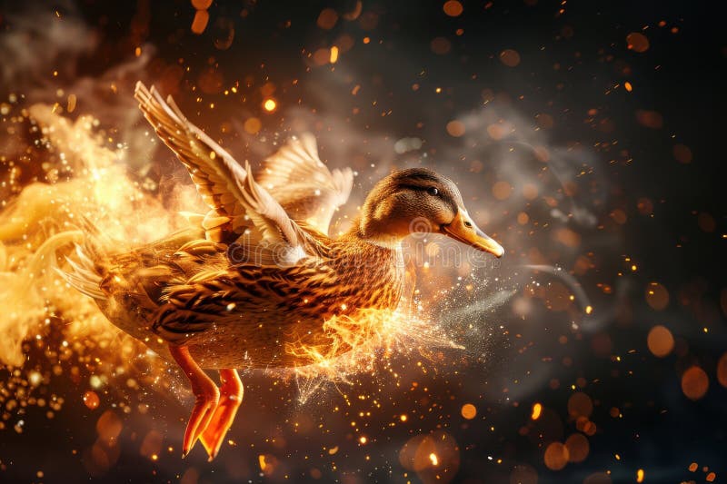 Duck in Action with a Dynamic Background Stock Illustration ...