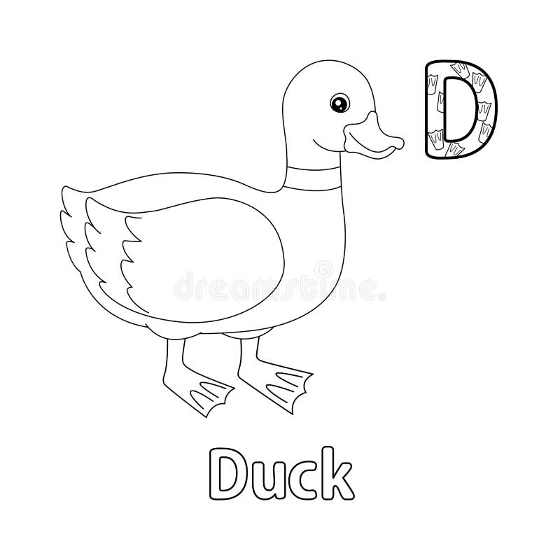 Duck Alphabet ABC Coloring Page D Stock Vector - Illustration of ...