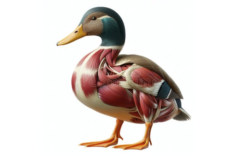 Duck Anatomy Showing Body and Head, Face with Muscular System Visible ...