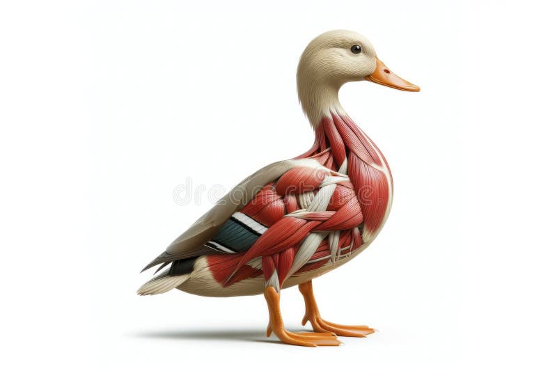Duck Anatomy Showing Body and Head, Face with Muscular System Visible ...