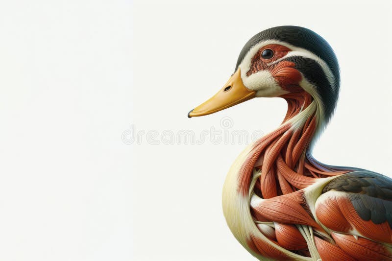 Duck Anatomy Showing Body and Head, Face with Muscular System Visible ...