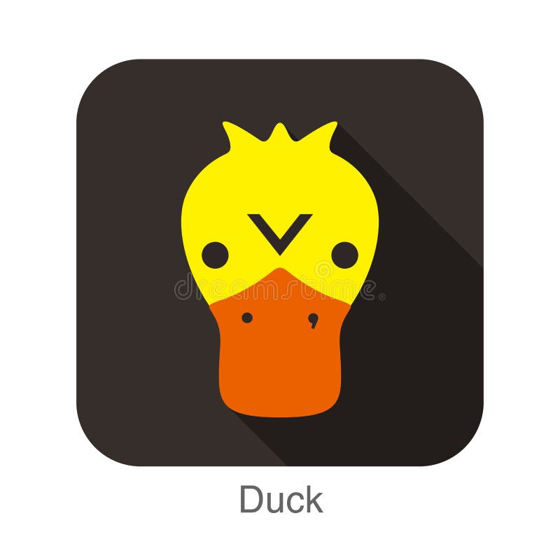 Duck Animal Face Flat Design Stock Vector - Illustration of ducky, icon ...