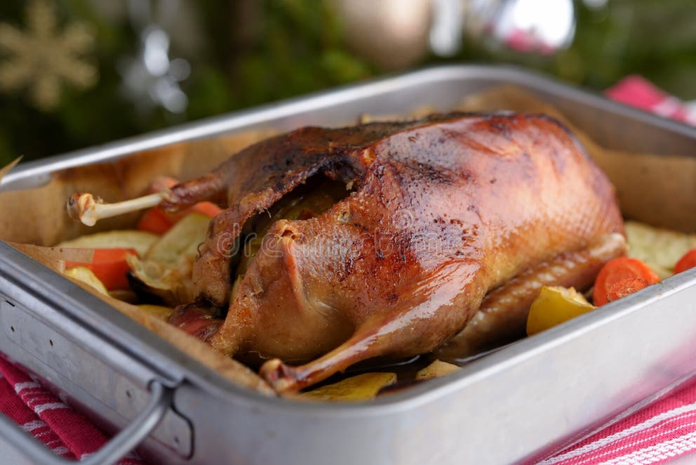 Duck with apples stock photo. Image of decorations, celebration - 44082800