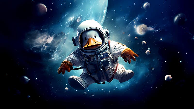 Duck astronaut in space stock illustration. Illustration of earth ...