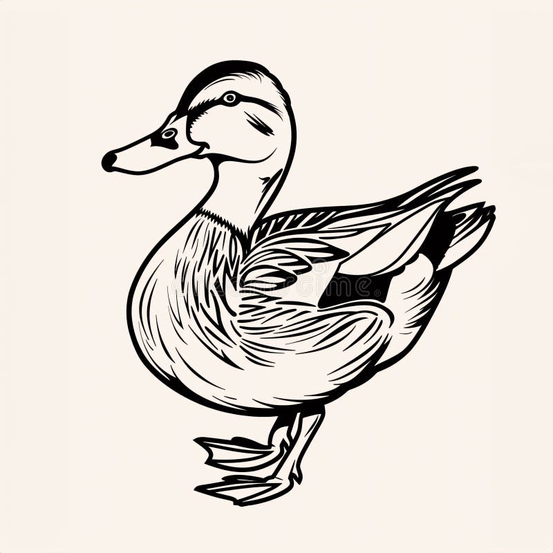 Duck - a Black and White Drawing of a Duck Stock Illustration ...