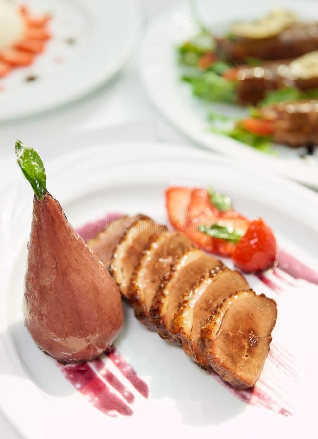 Duck breast dish stock image. Image of fillet, dish, berry - 25127035