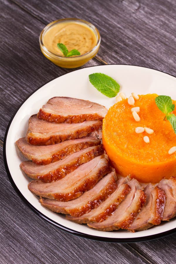 Duck Breast with Mashed Pumpkin or Butternut Squash and Honey Mustard ...