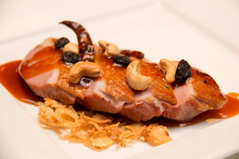 Duck Breast Roasted and Tamarind Sauce Stock Photo - Image of white ...