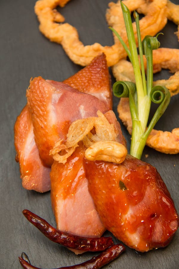 Duck Breast Roasted and Tamarind Sauce Stock Photo - Image of white ...