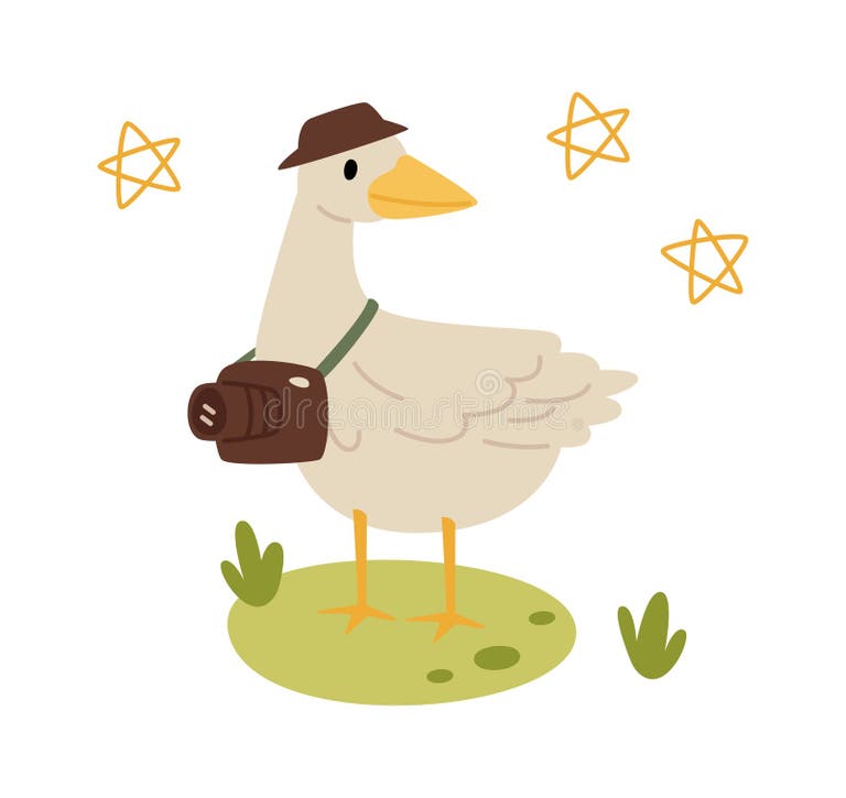 Duck with Camera stock vector. Illustration of white - 273968306