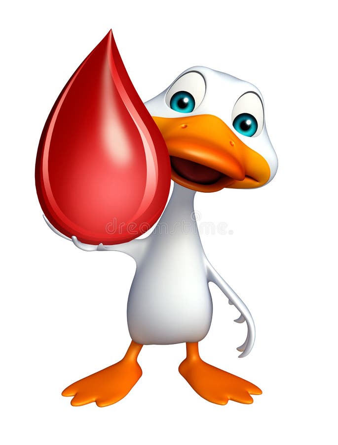Duck Cartoon Character with Blood Drop Stock Illustration ...