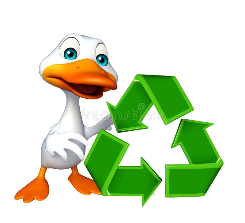 Duck Cartoon Character Recycle Sign Stock Illustrations – 5 Duck ...