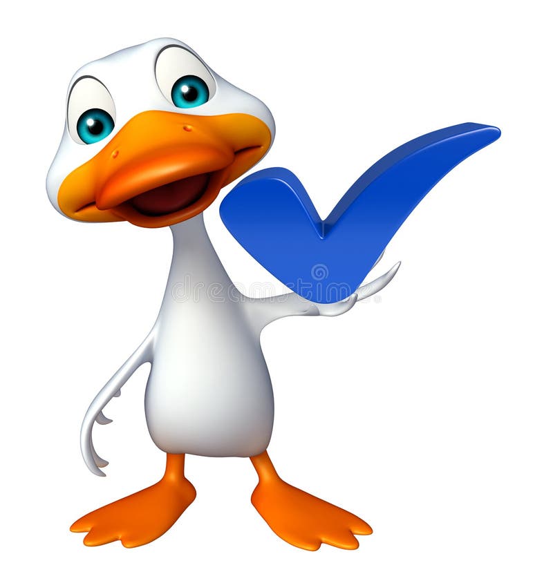 Duck Cartoon Character with Right Sign Stock Illustration ...