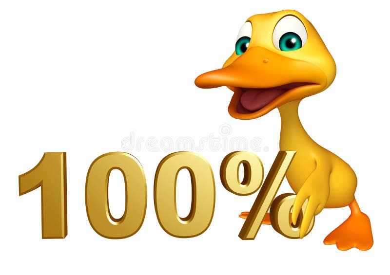 Duck Cartoon Character with 100 Sign Stock Illustration - Illustration ...