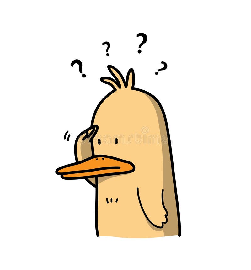 Duck Cartoon Thinking about Something Curioso Ilustración del Vector ...