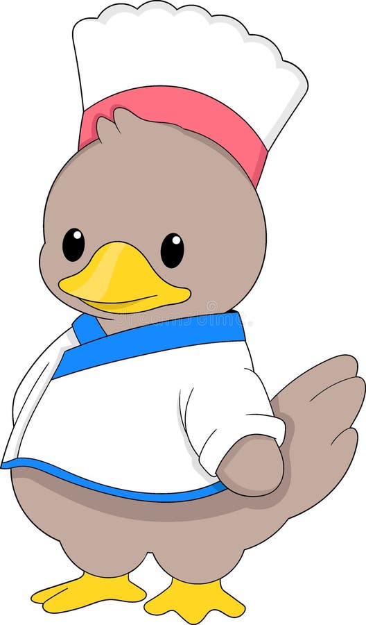 Duck Chef Dressed in White Restaurant Style Stock Vector - Illustration ...