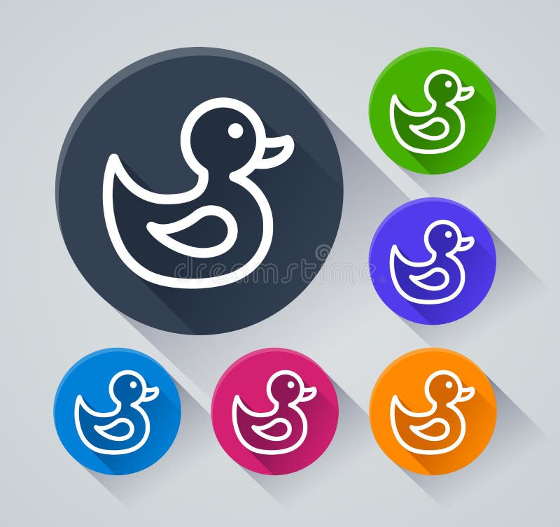 Duck Circle Icons with Shadow Stock Vector - Illustration of flat, pink ...