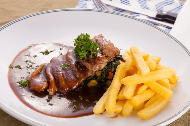 Duck confit stock photo. Image of potato, food, cuisine - 84680732