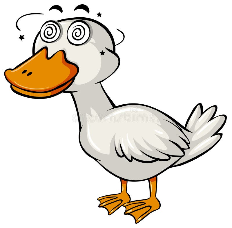 Duck with Dizzy Face on White Background Stock Vector - Illustration of ...