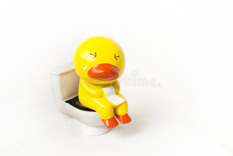 Duck doll on toilet seat stock image. Image of tank, toilet - 14486589