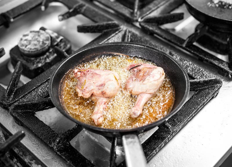 Duck drumsticks frying stock image. Image of poultry - 77289651