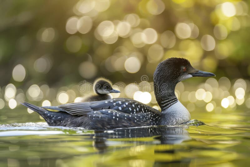 Duck with a Duckling on Its Back. Generative AI Stock Illustration ...