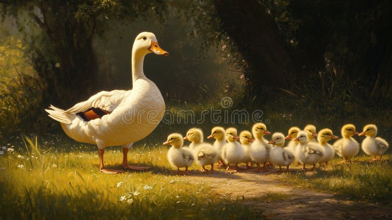Duck and ducklings stock photo. Image of delta, motion - 332941354