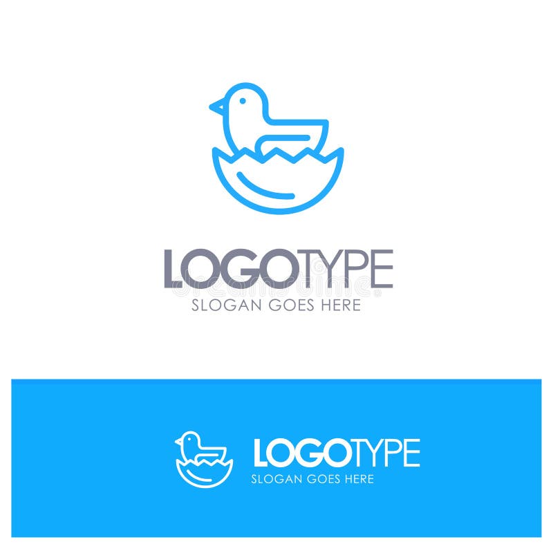 Duck, Egg, Easter Blue Outline Logo Place for Tagline Stock Vector ...