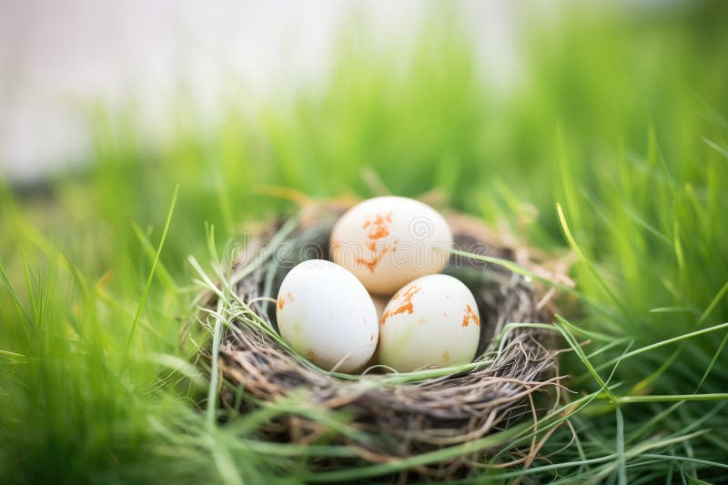 Duck Eggs in Nest with Grass Background Stock Illustration ...