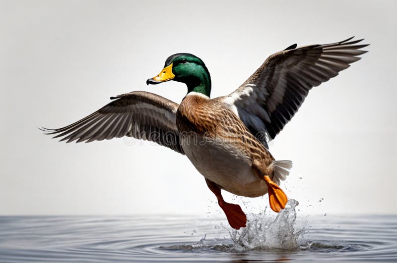 Beautiful duck in flight stock illustration. Illustration of mallard ...