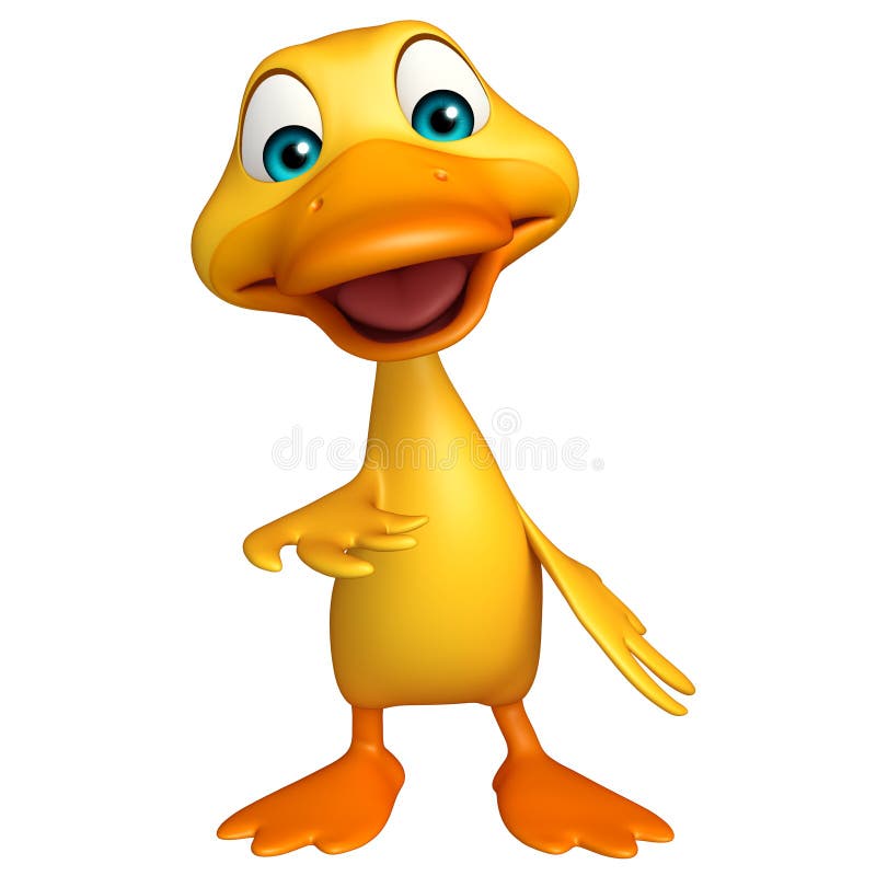 Duck Funny Cartoon Character Stock Illustration - Illustration of happy ...