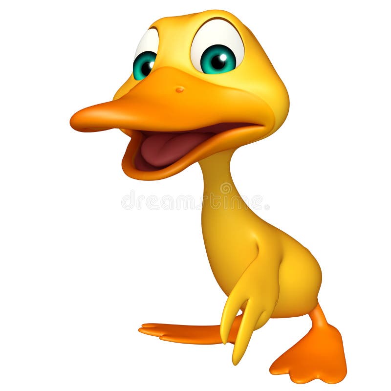 Duck Funny Cartoon Character Stock Illustration - Illustration of happy ...