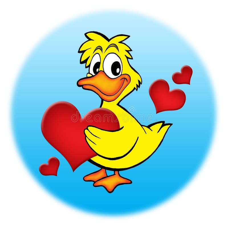 Duck with hearts stock vector. Illustration of card, hood - 52352781
