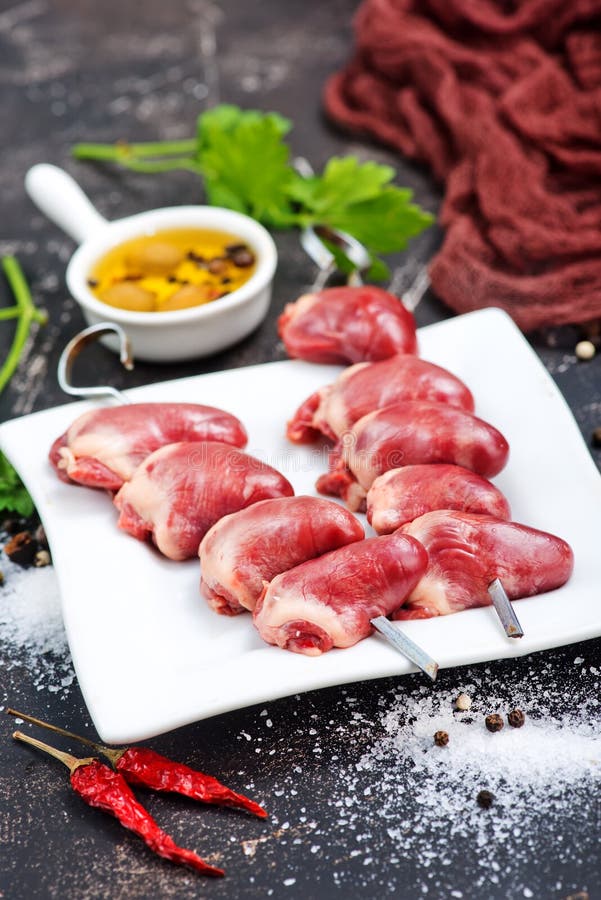Duck hearts stock image. Image of fork, heart, chicken - 83338195